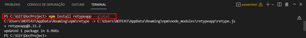 Instalando o Retype?